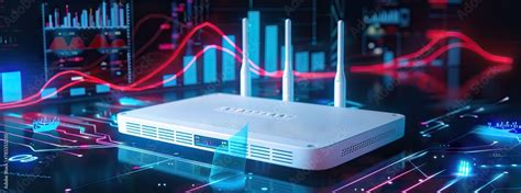 White Cable Is Plugged Into The Port Of Wi Fi Router Modern Wireless Router With Four Non