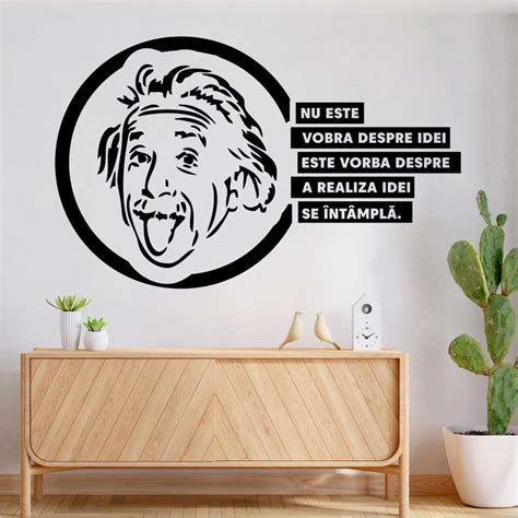 Sticker Perete Siluetă Albert Einstein Citat • Wallsign