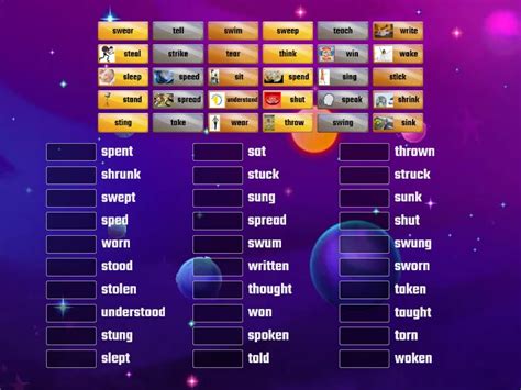 Irregular Verbs Matching V1 To V3 Une Las Parejas