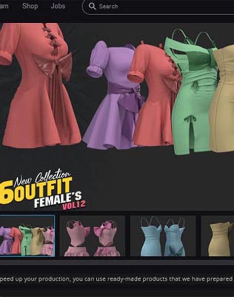 6 Models Of Females Outfit Vol12 Marvelous And Clo3d Obj Fbx Daz3d And Poses Stuffs