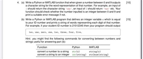 Solved 10 4 A Write A Python Or MATLAB Function That Chegg Com