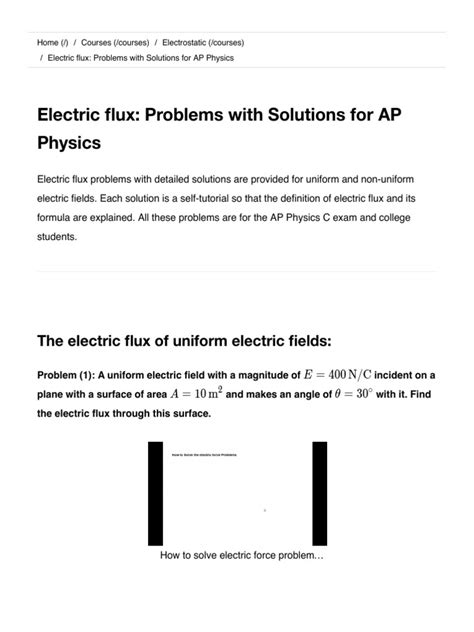 Electric Flux Problems With Solutions For Ap Physics Pdf Flux
