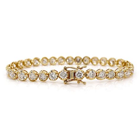 18ct Yellow Gold 800ct Diamond Tennis Bracelet For Sale At 1stdibs