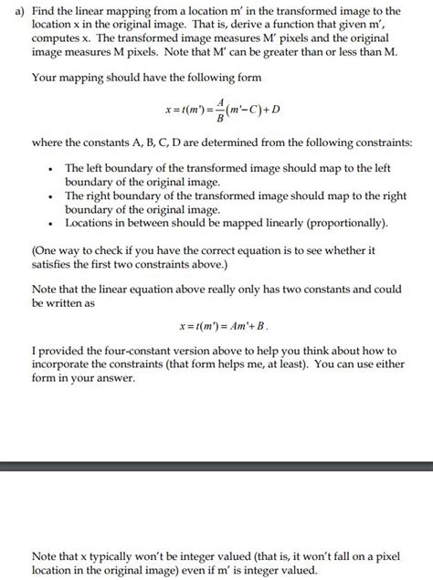 Solved A Find The Linear Mapping From A Location M In The Chegg Com