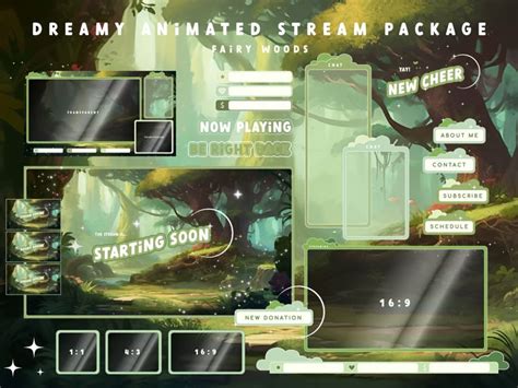 Animated Twitch Stream Package Cute Alerts Cozy Green Panels Webcam