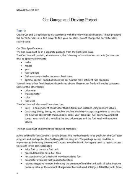 online car and garage classes with a cartestdriver class pdf class