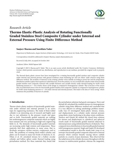 Pdf Thermo Elastic Plastic Analysis Of Rotating Functionally Graded Stainless Steel Composite