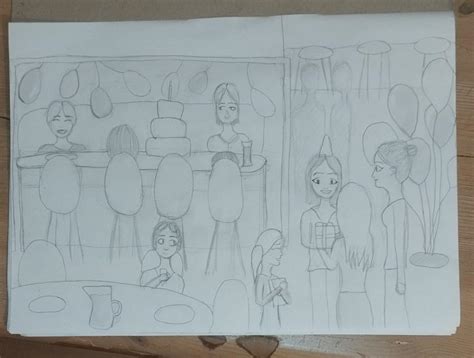 намалювати сюжетно тематичну композицію Мій день народження Я дівченка з длинним каре