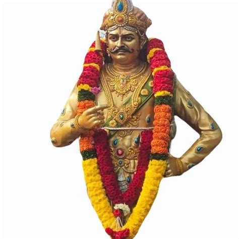 Golden Base Man Sri Krishna Devaraya Fiber Statue For Decoration