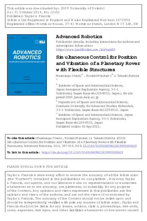 Pdf Simultaneous Control For Position And Vibration Of A Planetary