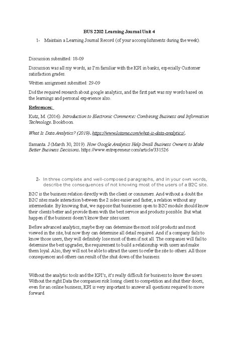 Bus 2202 Learning Journal Unit 4 Bus 2202 Learning Journal Unit 4 1 Maintain A Learning