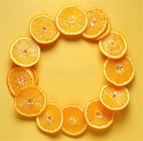 Orange Slices Are Arranged In The Shape Of A Circle On A Yellow