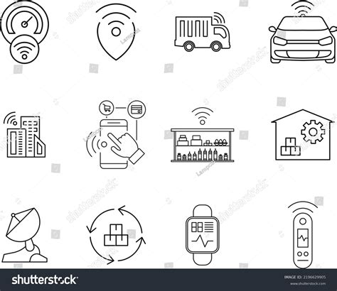 Iot Smart Device Icon Set Thin Stock Vector Royalty Free Shutterstock