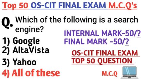 OS CIT Final Exam Question Answere Discussion 50 M C Q Part 1 Education Computer YouTube