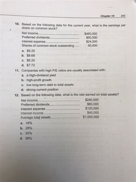 Solved 244 Chapter 15 Which Of The Following Sections Of
