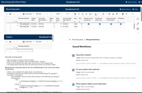 recurring tasks smartsheet community