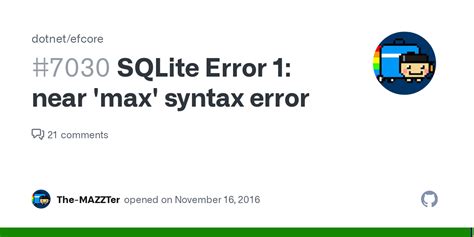 Sqlite Error 1 Near Max Syntax Error · Issue 7030 · Dotnetefcore