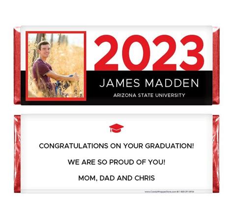 Bold Block 2023 Graduation Photo Candy Bar Wrappers Grad264photo