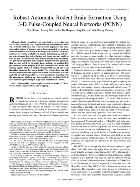 Pdf Robust Automatic Rodent Brain Extraction Using 3 D Pulse Coupled