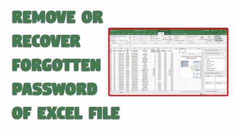 how to remove or recover forgotten password of excel file youtube