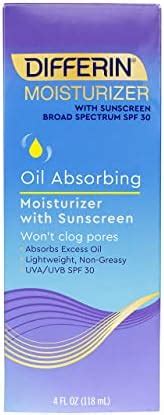 Differin Oil Absorbing Moisturizer With Sunscreen Broad Spectrum UVA UVB SPF 30 1 Pack 4oz