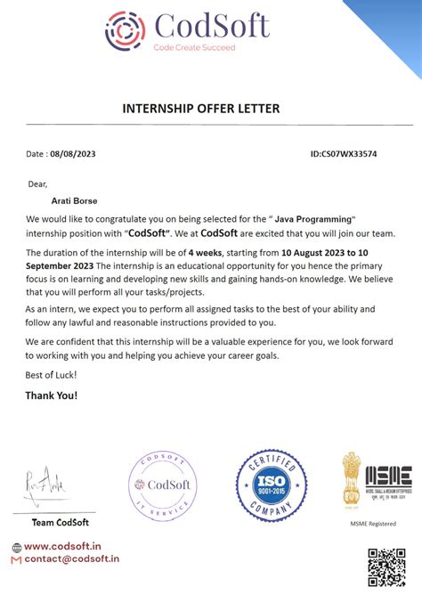 arati borse on linkedin codsoft javaprogramming internship