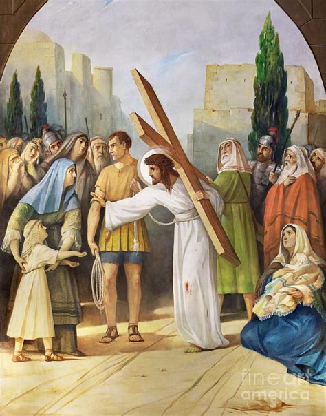 He Painting Jesus Meets The Women Of Jerusalem As Part Of Cross Way Photograph By Jozef Sedmak