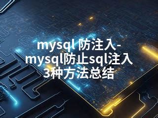 mysql 防注入 mysql防止sql注入 种方法总结 树叶云