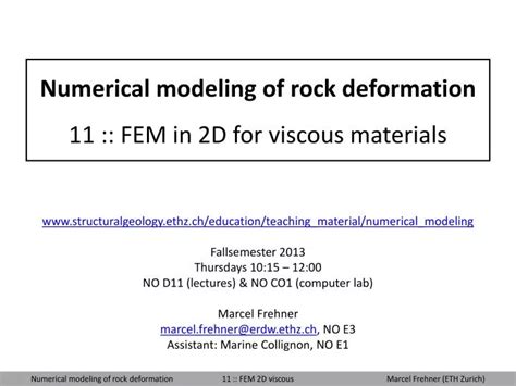 Ppt Numerical Modeling Of Rock Deformation 11 Fem In 2d For Viscous Materials Powerpoint