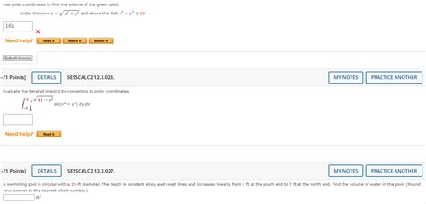 solved use polar coordinates to find the volume of the given