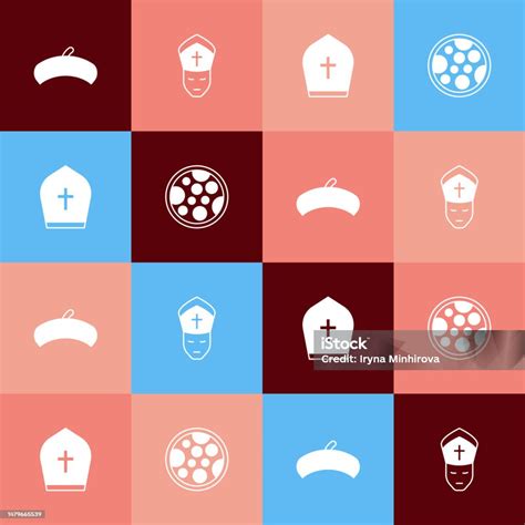 팝 아트 프랑스 베레모 교황 모자 및 피자 아이콘을 설정합니다 벡터 가공의 인물에 대한 스톡 벡터 아트 및 기타 이미지 가공의 인물 개인 장식품 고풍스런 Istock