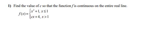 Solved Find The Value Of C So That The Function F Is Chegg