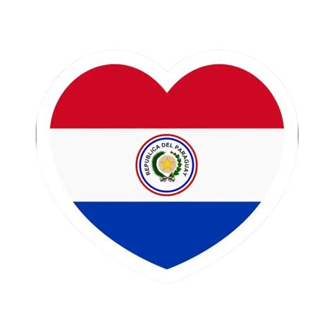 Heart Flag Of Paraguay 1842 1990 Sticker Vinyl Kiss Cut Decal Shop