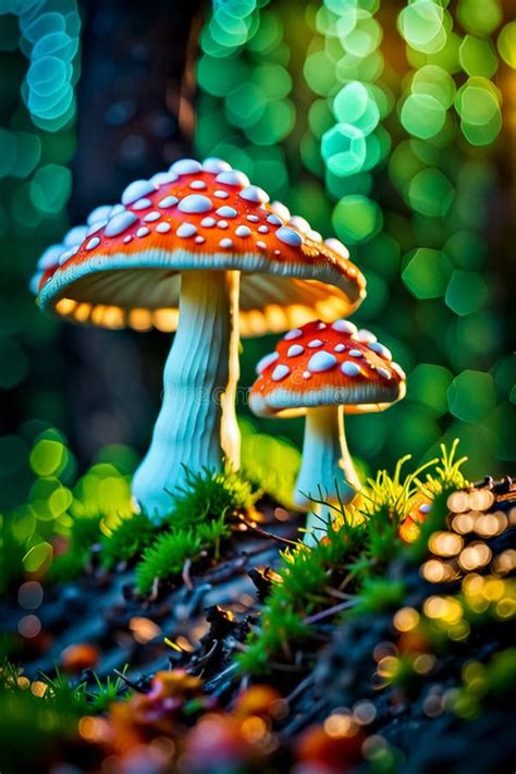 The Magical World Of Mushrooms Forest Mushrooms Stock Illustration