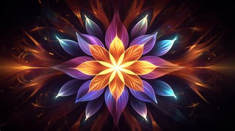 Beautiful And Dazzling Symmetrical Artistic Particle 3d Flower Picture Premium Ai Generated Image