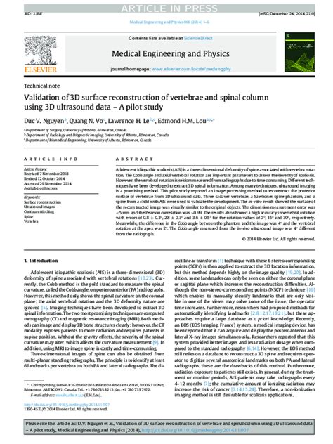Pdf Validation Of 3d Surface Reconstruction Of Vertebrae And Spinal