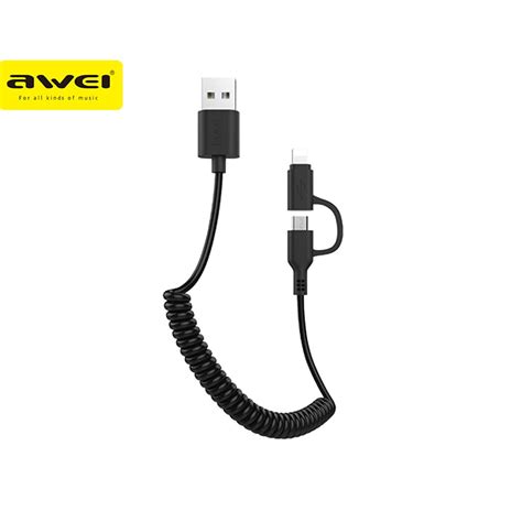 Awei Cl In Cable Dual A Connector Retractable Fast Charging And Data Transfer Cables