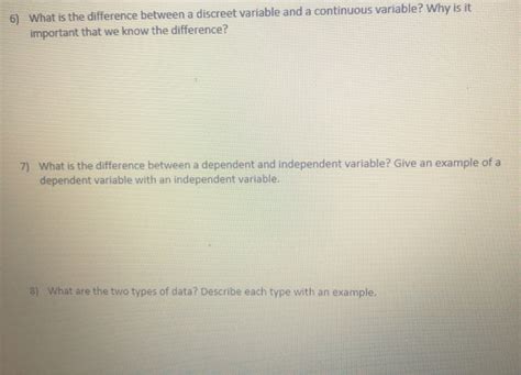 Solved What Is The Difference Between A Discreet Variable Chegg