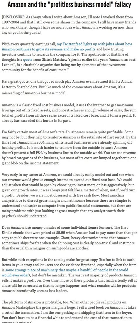 Amazon And The Profitless Business Model Fallacy — Remains Of The Day