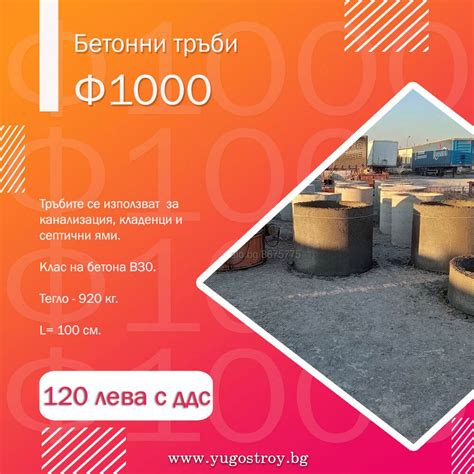Бетонови тръби Ф1000 Югострой ООД Строителни материали Благоевград ЮГОСТРОЙ ООД град