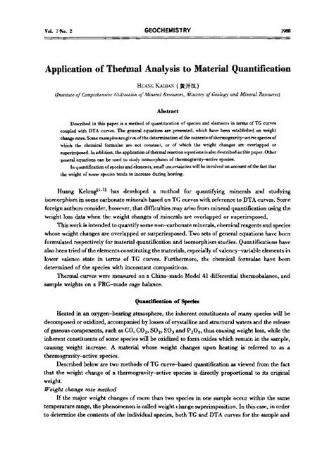 pdf application of thermal analysis to material quantification