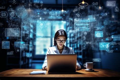 Premium Photo Empowering Asias Young Businesswoman Harnessing Cyber Security Skills Through