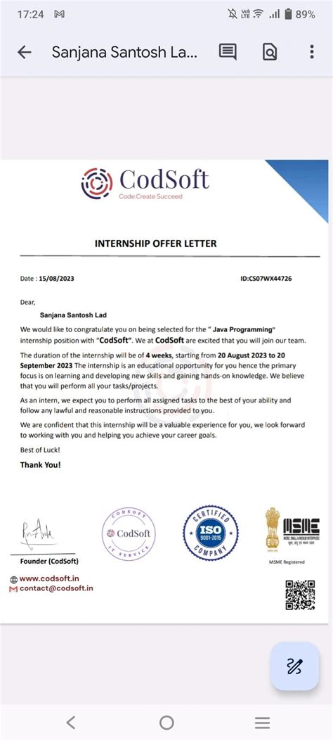 Sanjana Lad On Linkedin Hello My Connection I Am Happy To Inform You That I Got An Offer Letter