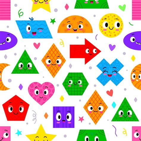 Premium Vector Math Shape Characters Seamless Pattern Of Cartoon