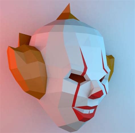 Penny Wise Mask Paper Craft Diy Pennywise Mask Template Paper Mask