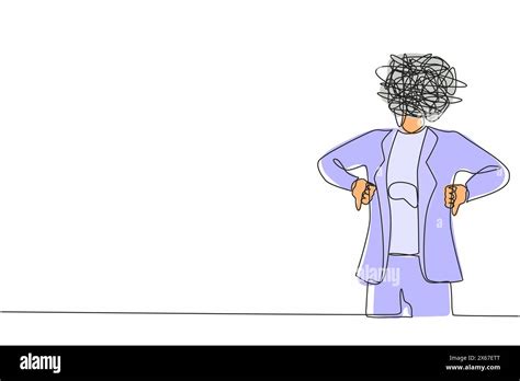 Single Continuous Line Drawing Businesswoman With Round Scribbles