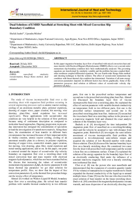 Pdf Dual Solutions Of Emhd Nanofluid At Stretching Sheet With Mixed