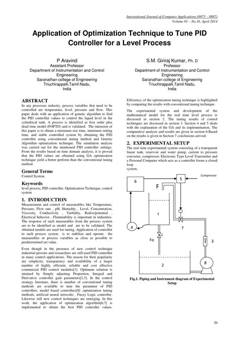 Pdf Application Of Optimization Technique To Tune Pid Controller For