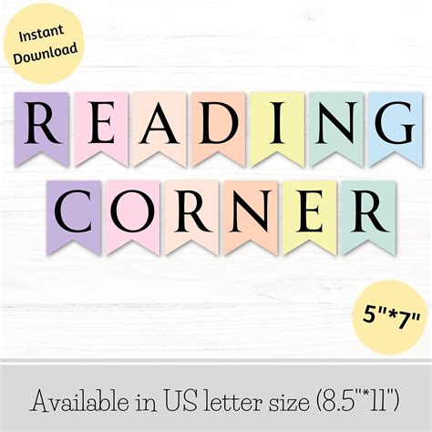 Instant Download Reading Corner Banner Ideas Reading Corner Bunting