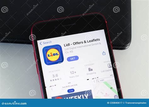 New York USA June Lidl Offers Leaflets Mobile App Logo On Phone Screen Close Up